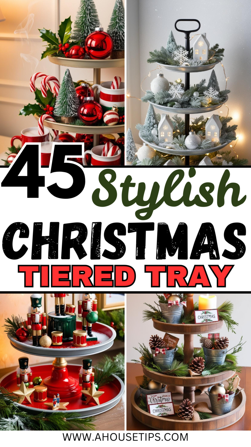 45 Stylish Christmas Tiered Tray Ideas for a Cozy Holiday Look