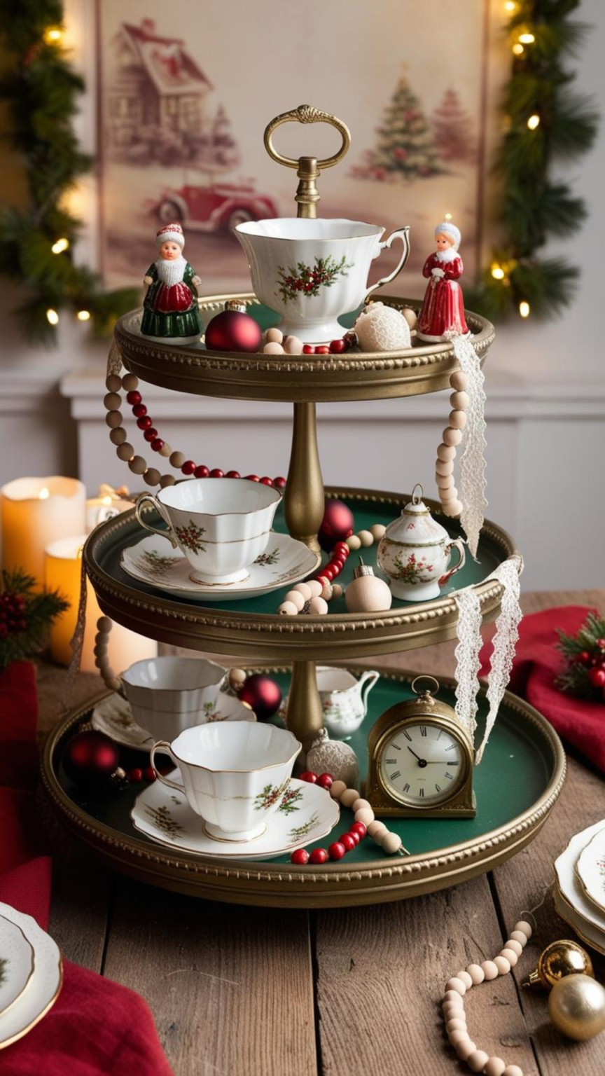 45 Stylish Christmas Tiered Tray Ideas for a Cozy Holiday Look
